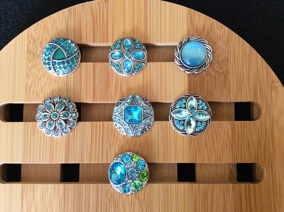 Snap Button Charms, Blue Snap Button Charms for Snap Jewelry. Fits 18 ...