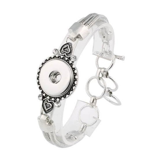 Snap Bracelet Vintage Heart Snap Bracelet, Silvertone. Fits 18-20mm ...