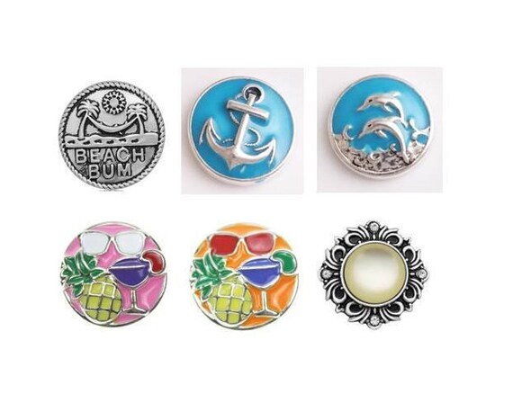 Snap Button Beach Bum Anchor Dolphins Tropical Snap Buttons - Etsy