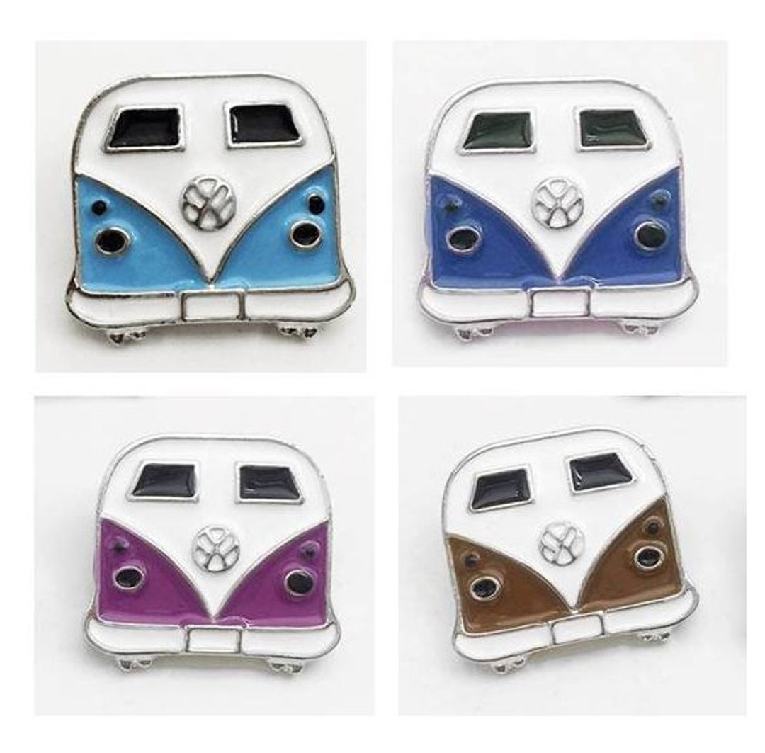 Hippie Bus Snap, VW 70's Van Snap for Snap Jewelry, Blue VW Snap ...