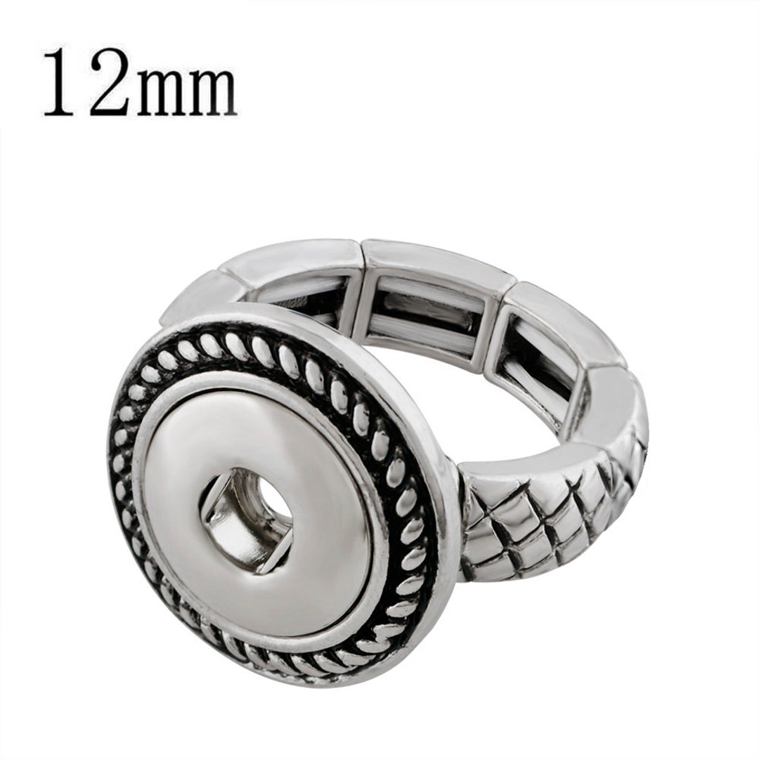 Snap Ring Rope Border, Adjustable Stretchy, Silvertone. Fits 12mm ...