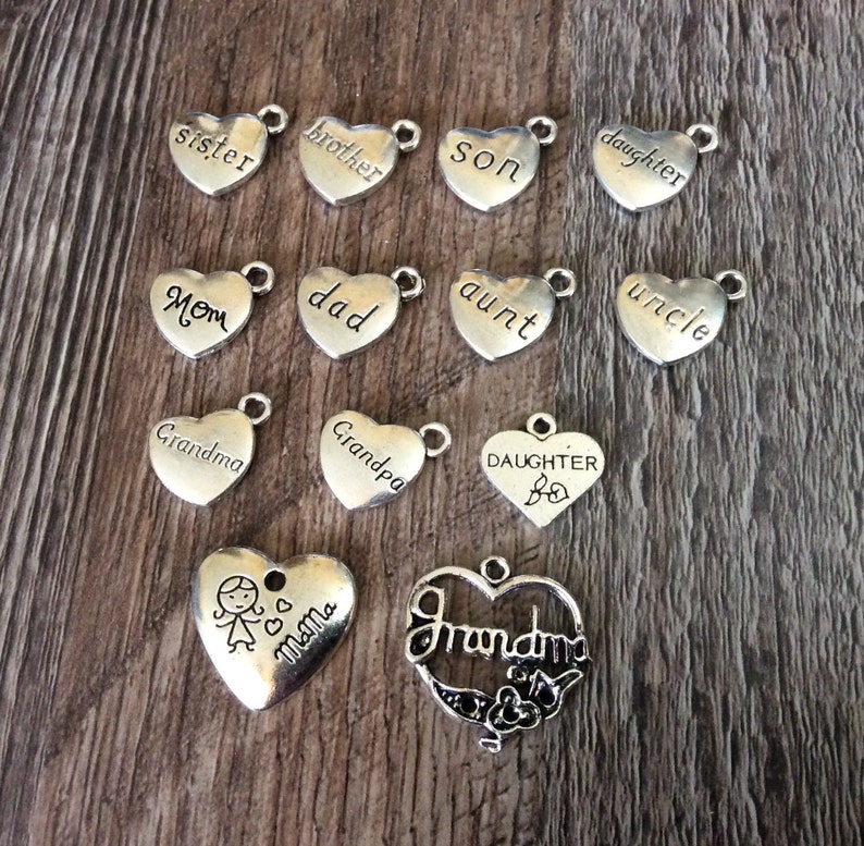 Family Charms Grandma Grandpa Sister Brother Mom Dad - Etsy