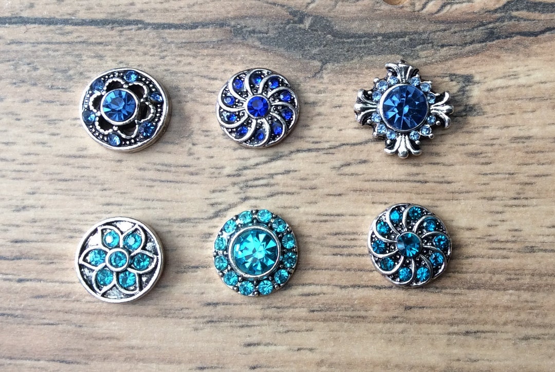 Blue Snap Charms, Sapphire Blue Snap, Aqua Blue Snap, Teal Blue Snap ...