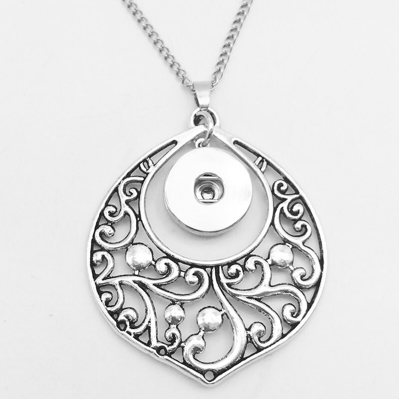 Snap Necklace Scroll Drop Necklace w/24 Link Chain, Silvertone. Fits 18 ...