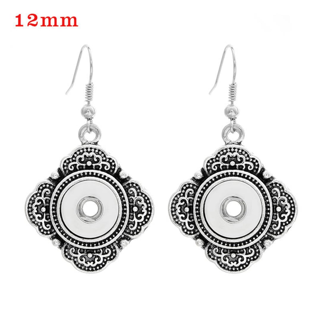 Snap Earrings Hook Snap Earrings, Silvertone. Fits 12mm PETITE/MINI ...