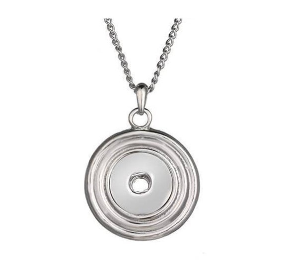 Snap Necklace Circle Disc Snap Necklace Silvertone 24 | Etsy