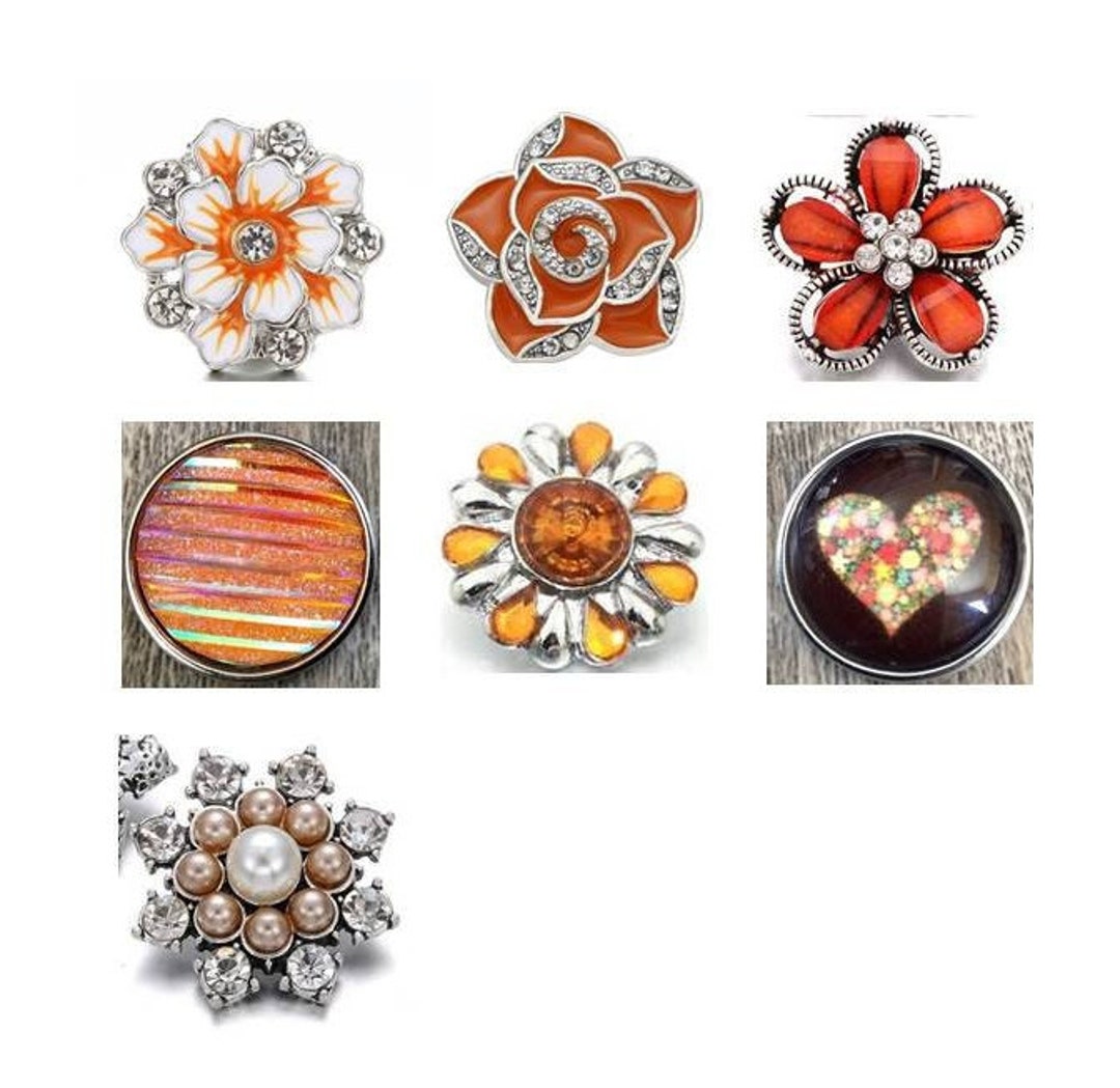 Orange Snap, Yellow Snap, Brown Snap Charms for Snap Jewelry. Fits 18 ...