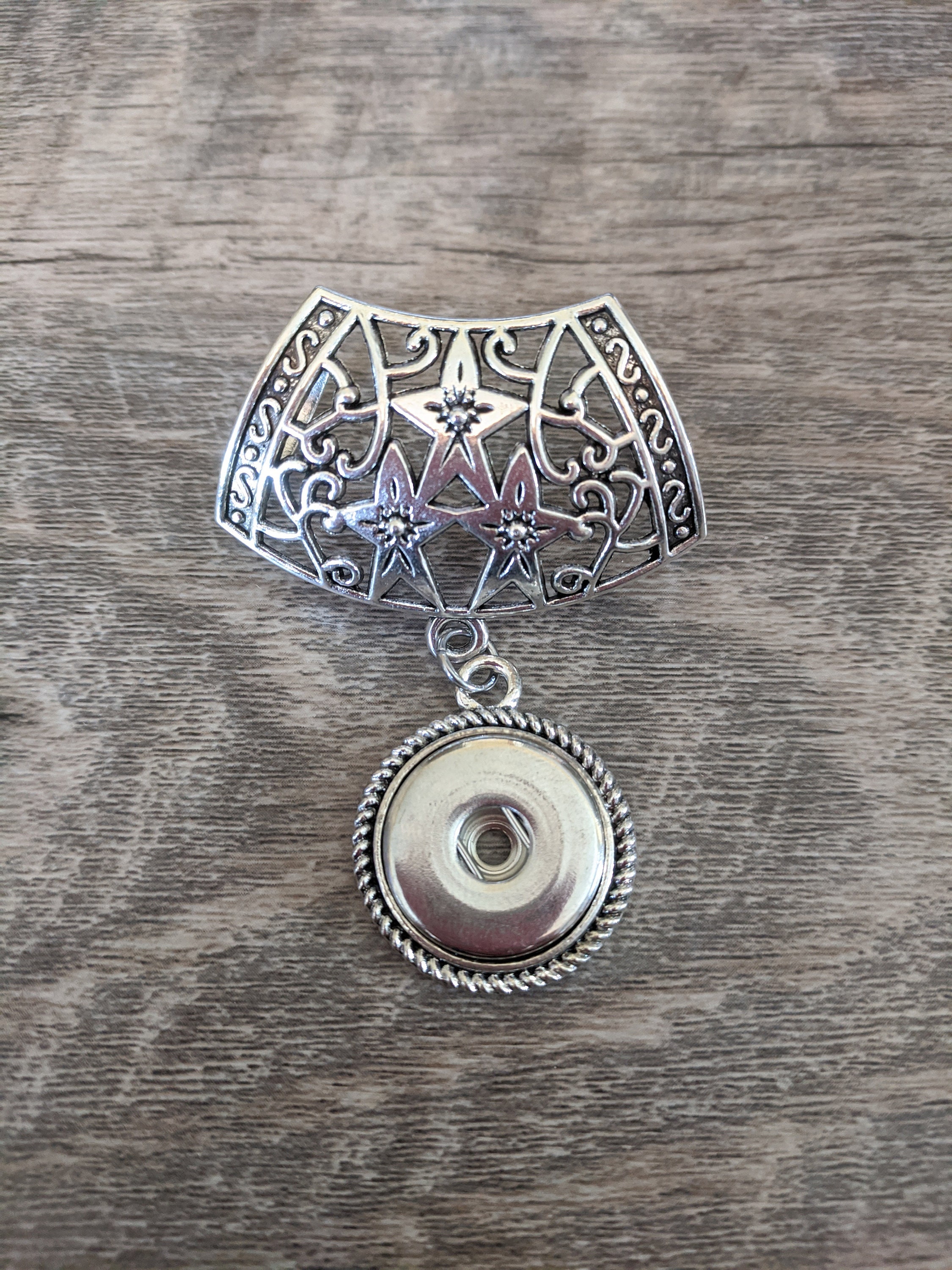 Scarf Snap Pendant, Scarf Ring Snap Pendant, Snap Jewelry, Silvertone ...