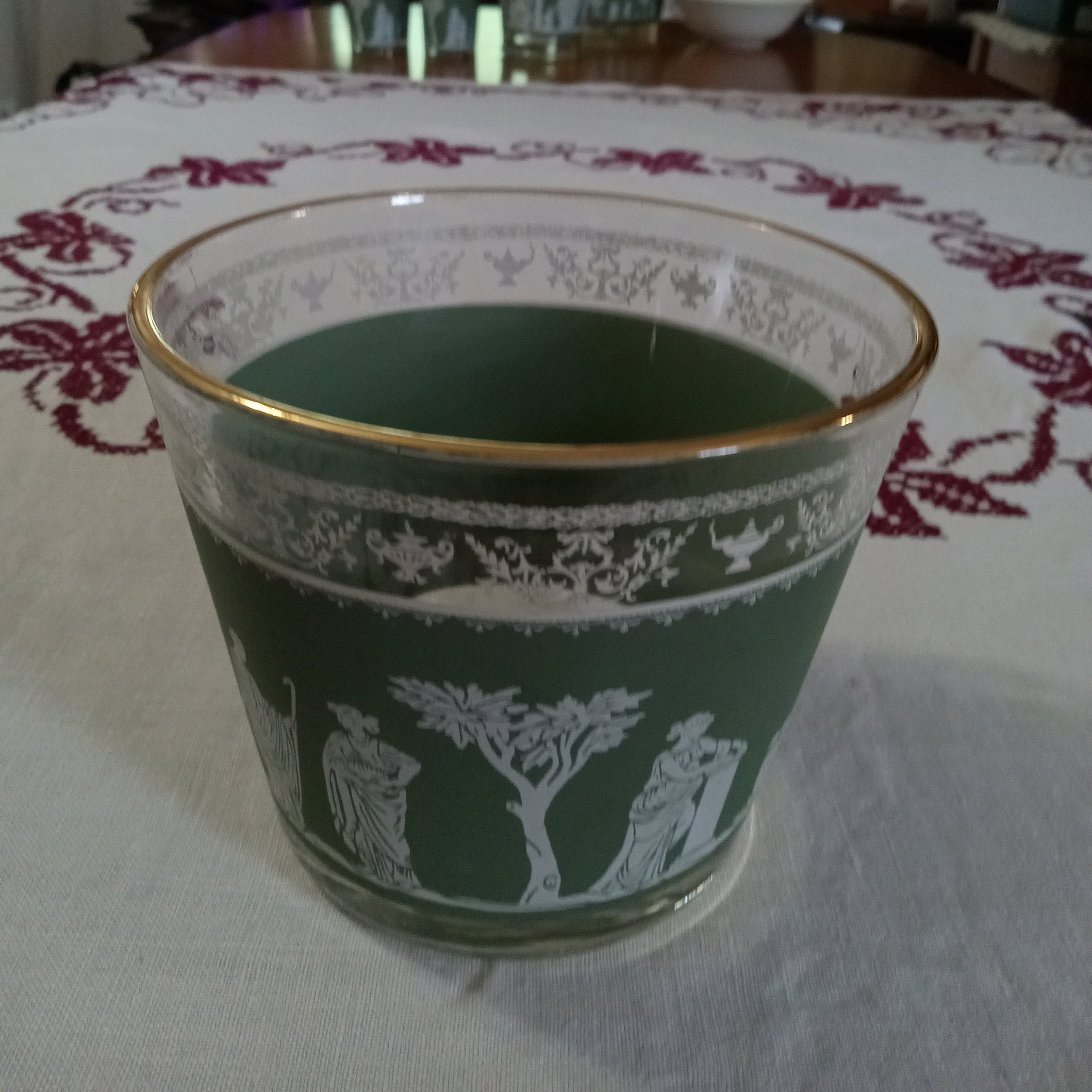 Wedgewood Hellenic Grecian/ice Bucket/jannett Glass, 1960's/green ...
