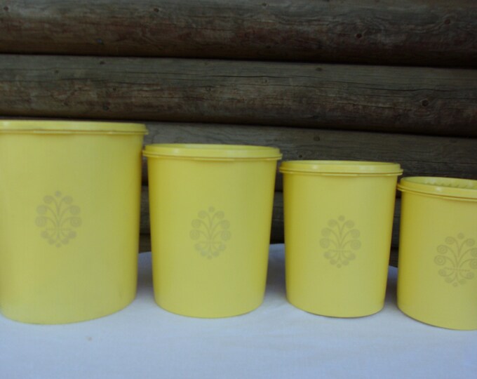 Vintage Yellow Tupperware Canisters, Vintage Set of Four, Servalier ...