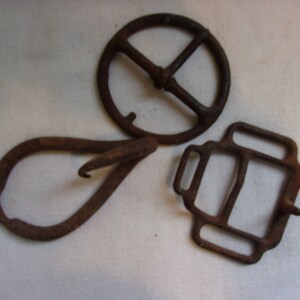 Rusty Iron Chinch and Harness Buckles/ Lot of 3 /vintage Buckles ...