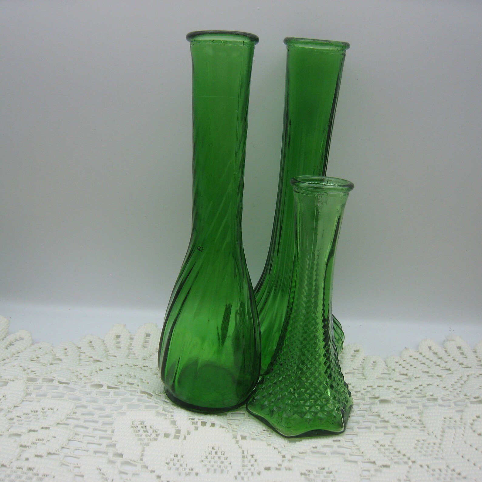 Green Glass Vases Trio of Cleveland Glass Bud Vases - Etsy