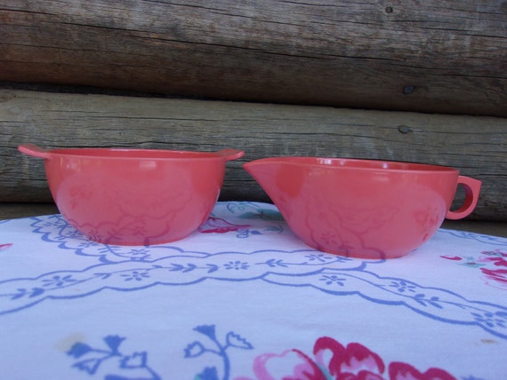 Aztec Melmac Creamer and Sugar Bowl Set Orange/red Salmon - Etsy