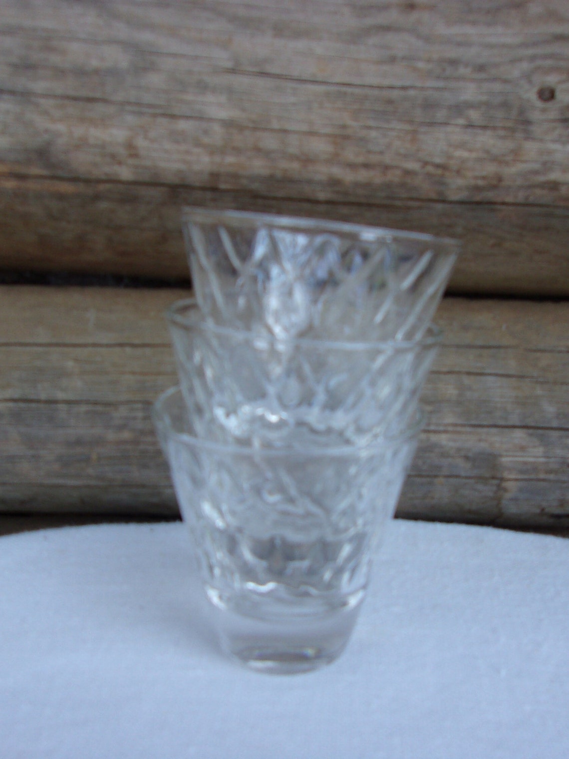 Double Shot Glasses, Trio of Three, Weighted Bottom, Diamond Pattern ...