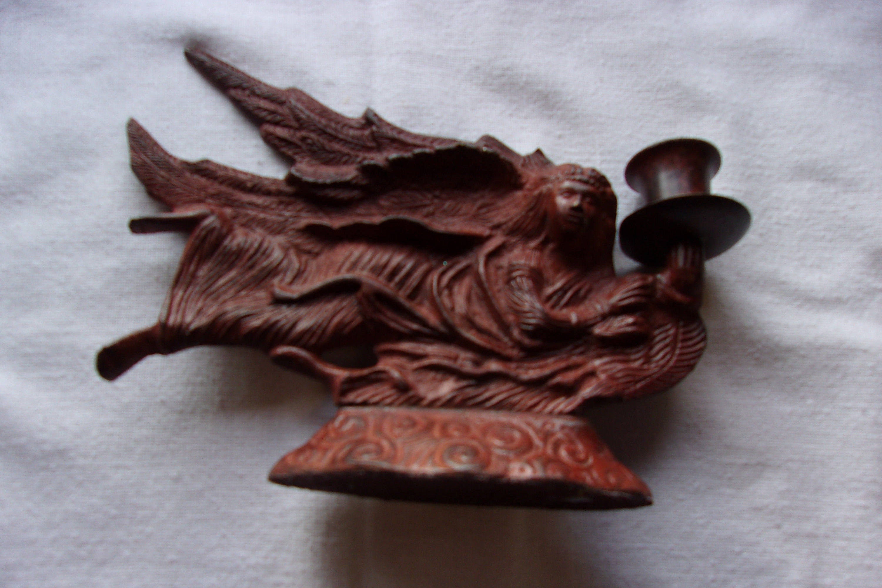 Angel Candle Holder Cast Metal Seraphim Christmas Decoration Rust or ...