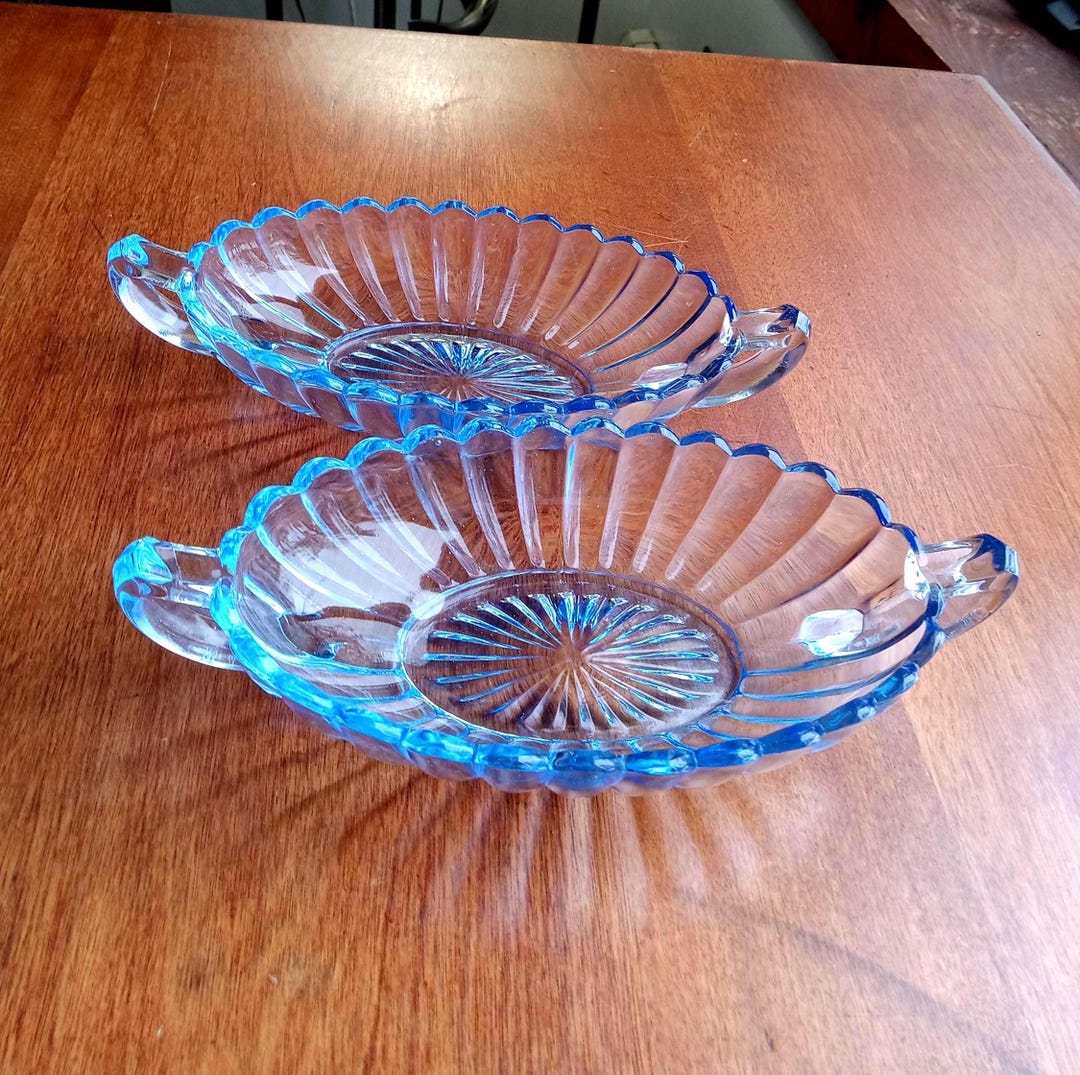 Azure Hazel Atlas Vintage Ice Cream Sundae Bowls/set of 2/handles ...