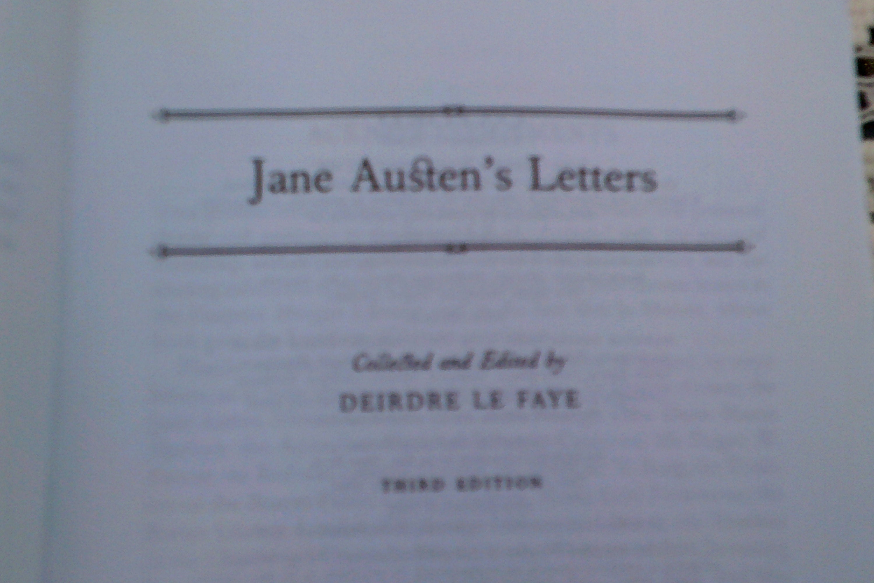 Jane Austen's Letters/Edited by Deirdre Le Faye/Oxford | Etsy