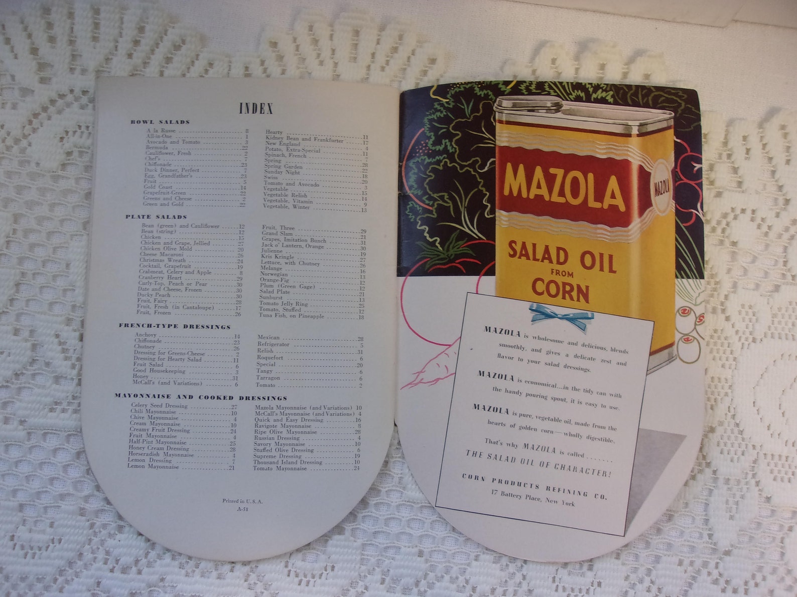 The Mazola Salad Bowl Vintage Promotional Cookbook, From Mazola Corn ...