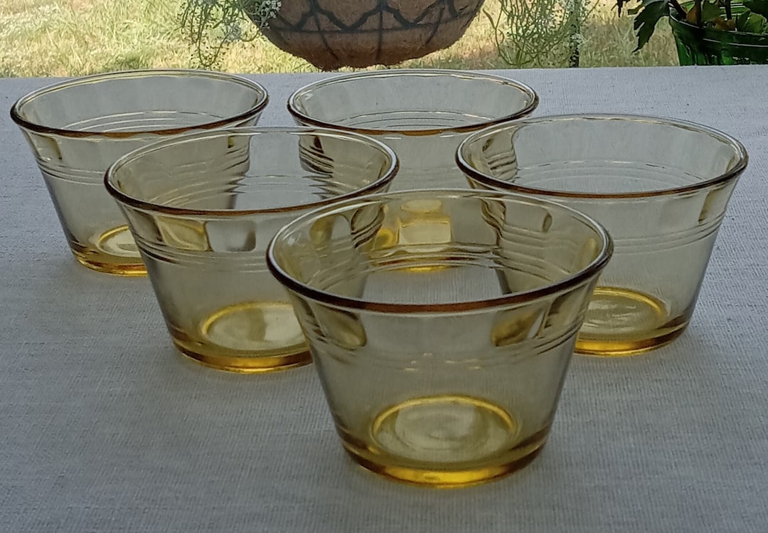 Golden Amber Fortecrisa Glass Ramekins/set of Five/flan, Custard Cups 4 ...