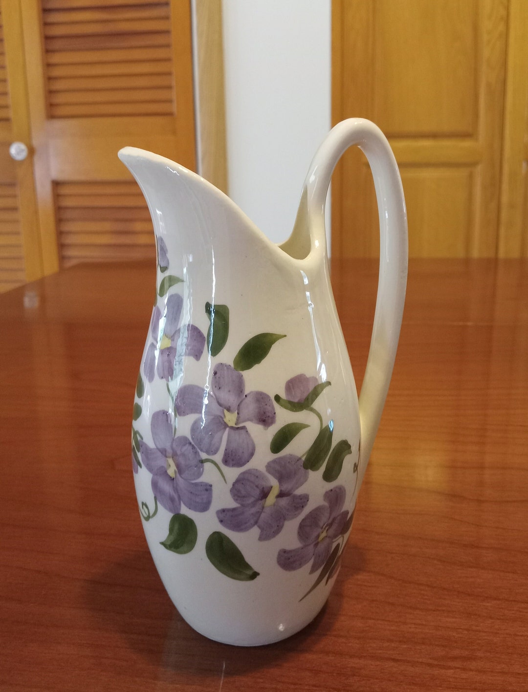 Cash Family Pottery Pitcher/graceful Elongated Pour Spout/hand Painted ...
