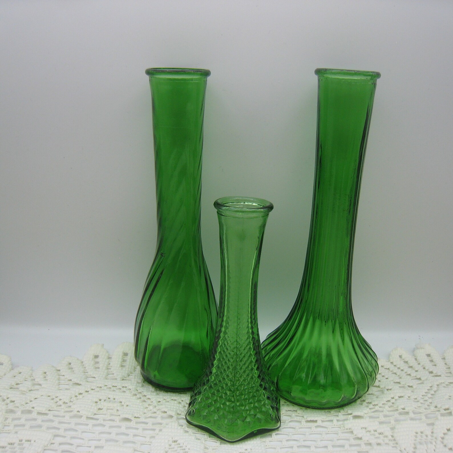 Green Glass Vases Trio of Cleveland Glass Bud Vases - Etsy