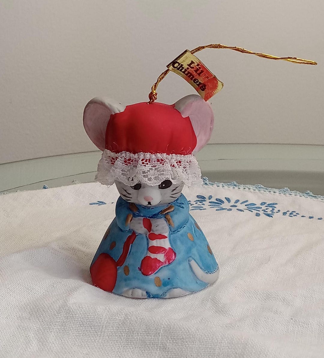Mouse Bell Ornament/lil' Chimer/hand Painted Vintage Porcelain ...