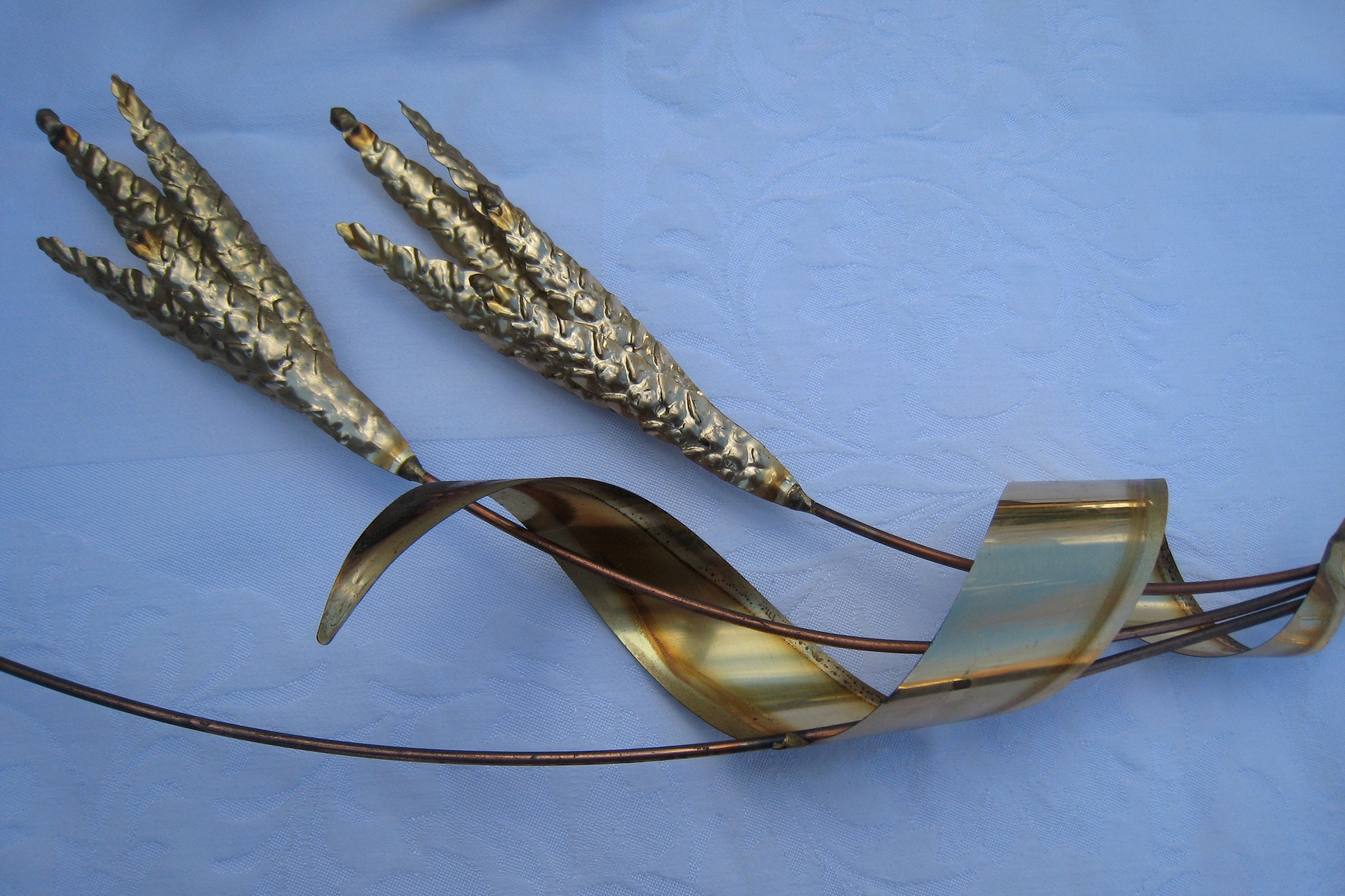 Metal Wheat Sculpture /Two Shafts/ Statement Wall Decor/Brass | Etsy