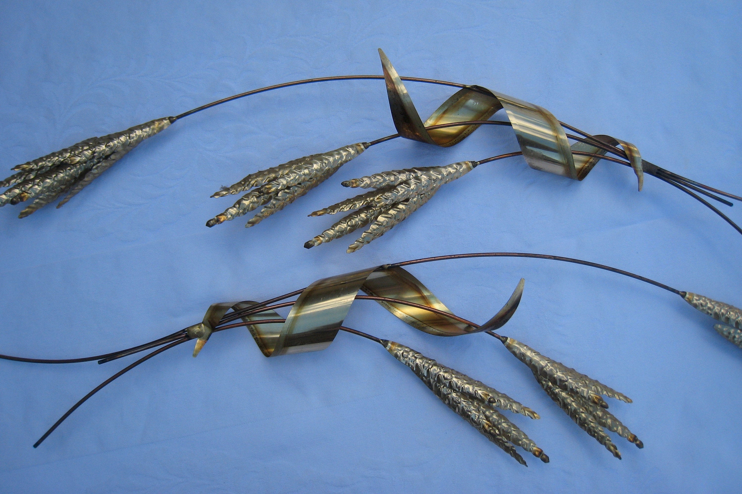 Metal Wheat Sculpture /Two Shafts/ Statement Wall Decor/Brass | Etsy