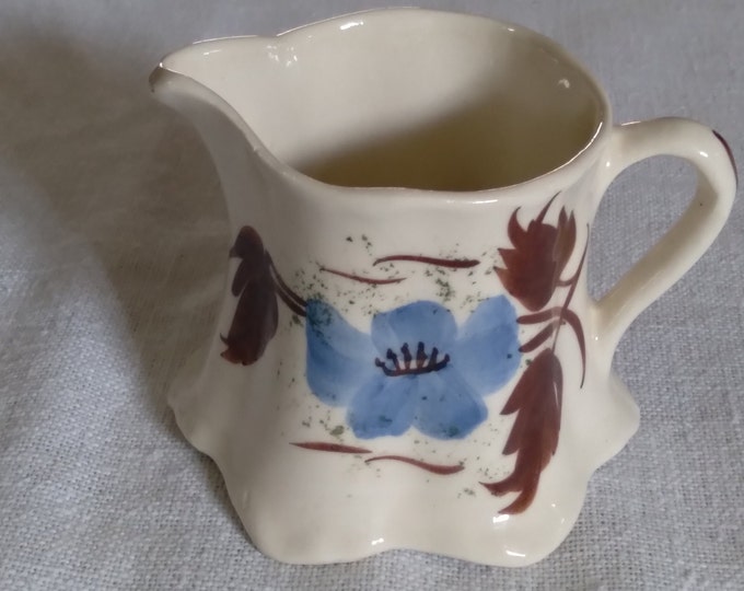 Blue Ridge Pottery/cash Family/hand Painted/blue Flower/cream Pitcher ...