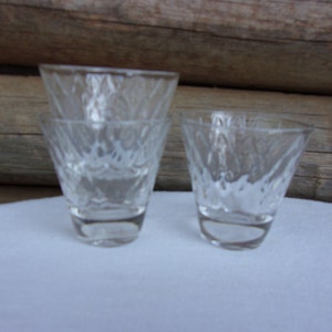 Double Shot Glasses, Trio of Three, Weighted Bottom, Diamond Pattern ...