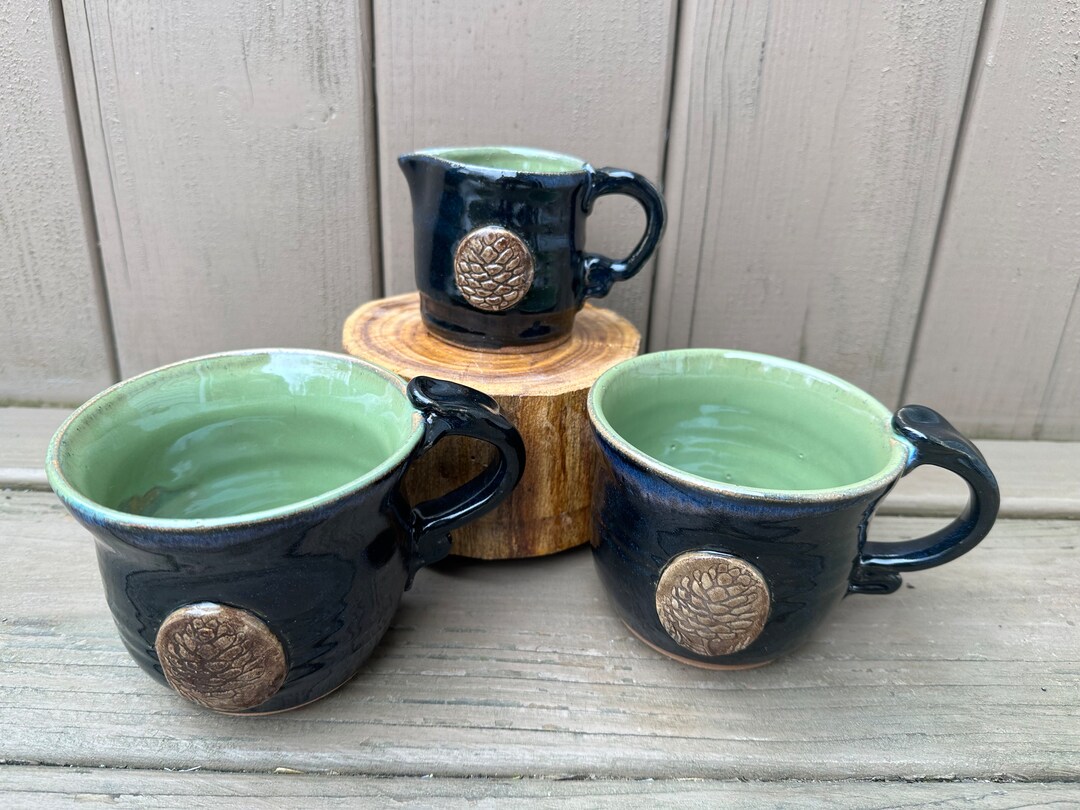 Pine Cone Cups and Creamer Set - Etsy