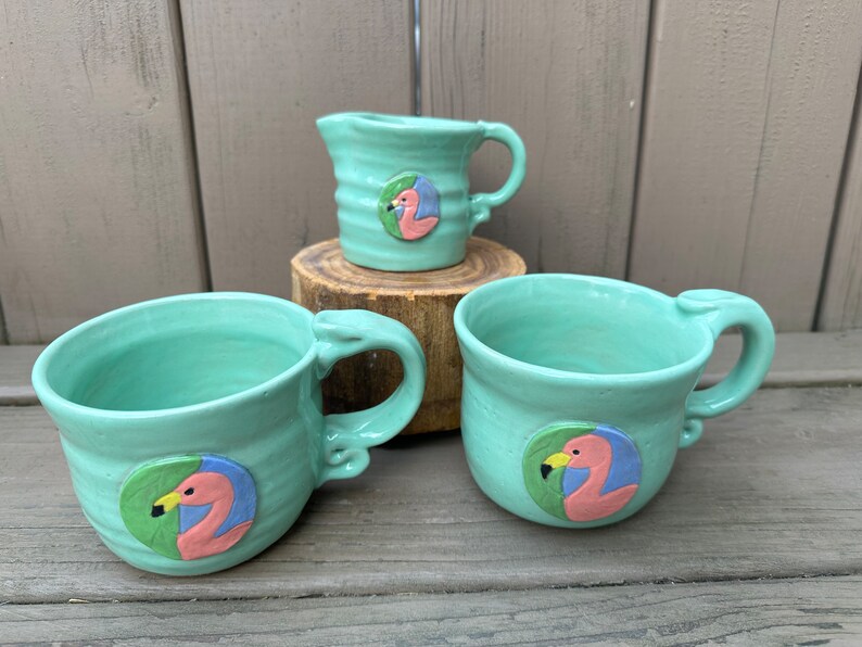 Flamingo Cups and Creamer - Etsy