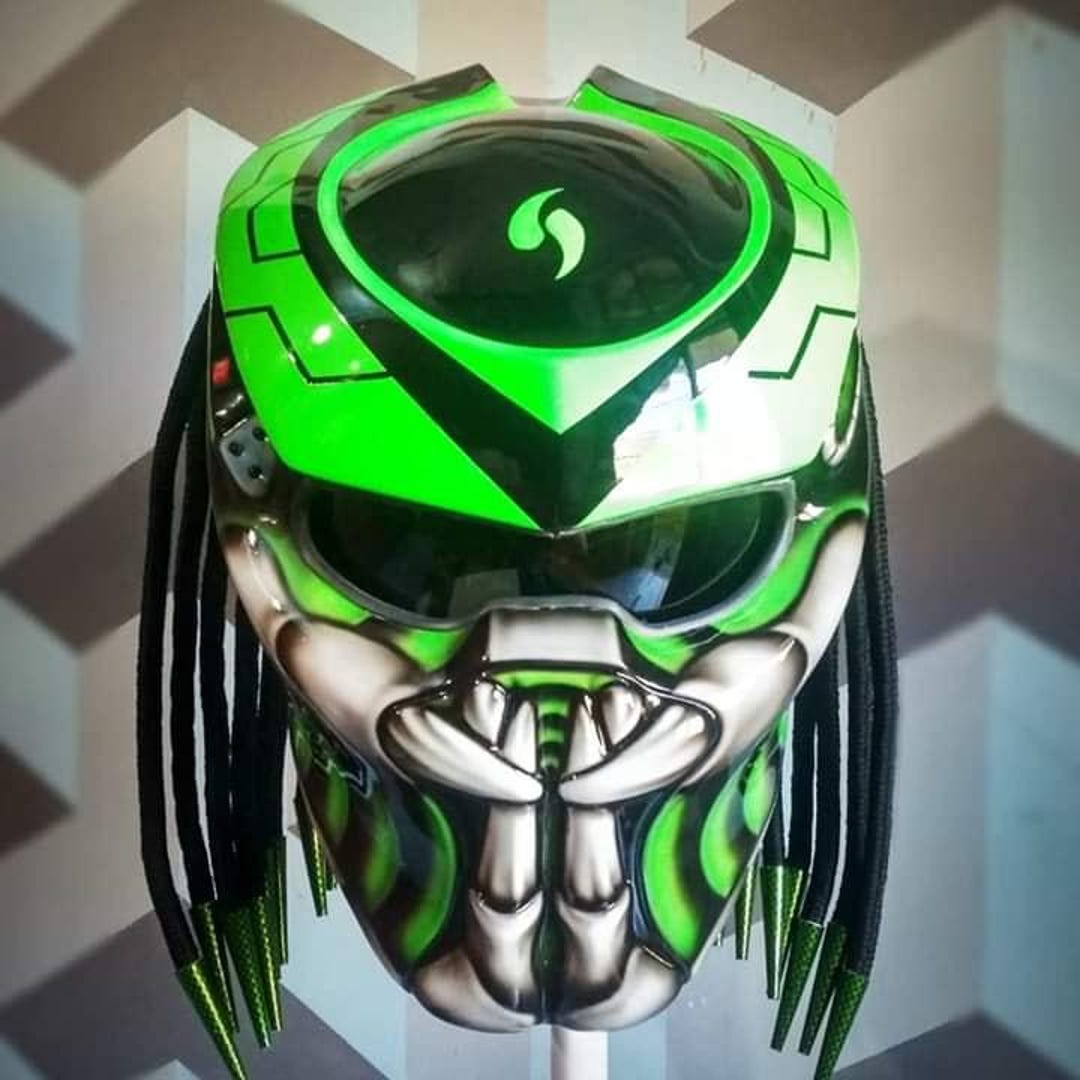 Helmet Predator Green Color With Fang for Ride Motorcycle is and ...