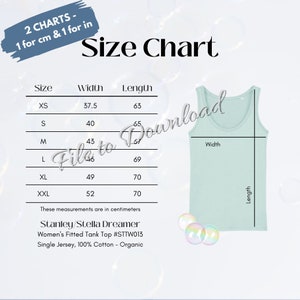 Stanley/stella STTW013 Size Chart Stanley Stella Dreamer - Etsy