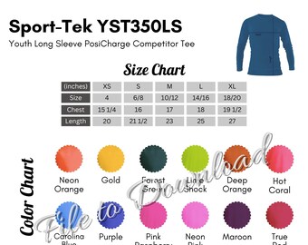 Sport-tek LST350 Color Chart and Size Chart, Sport Tek LST350 Ladies ...