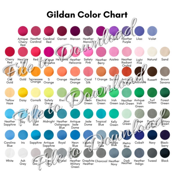 Color Chart Jiffy Shirts - Etsy