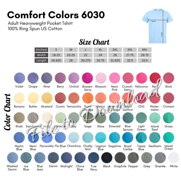 Pocket Size Chart - Etsy