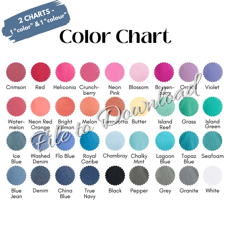 Color Chart - Etsy