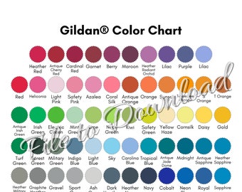Gildan G800 Color Chart - Etsy UK
