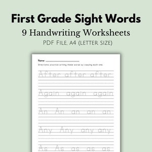 First Grade Sight Words Worksheet, Handwriting Printable Tracing Sheet ...