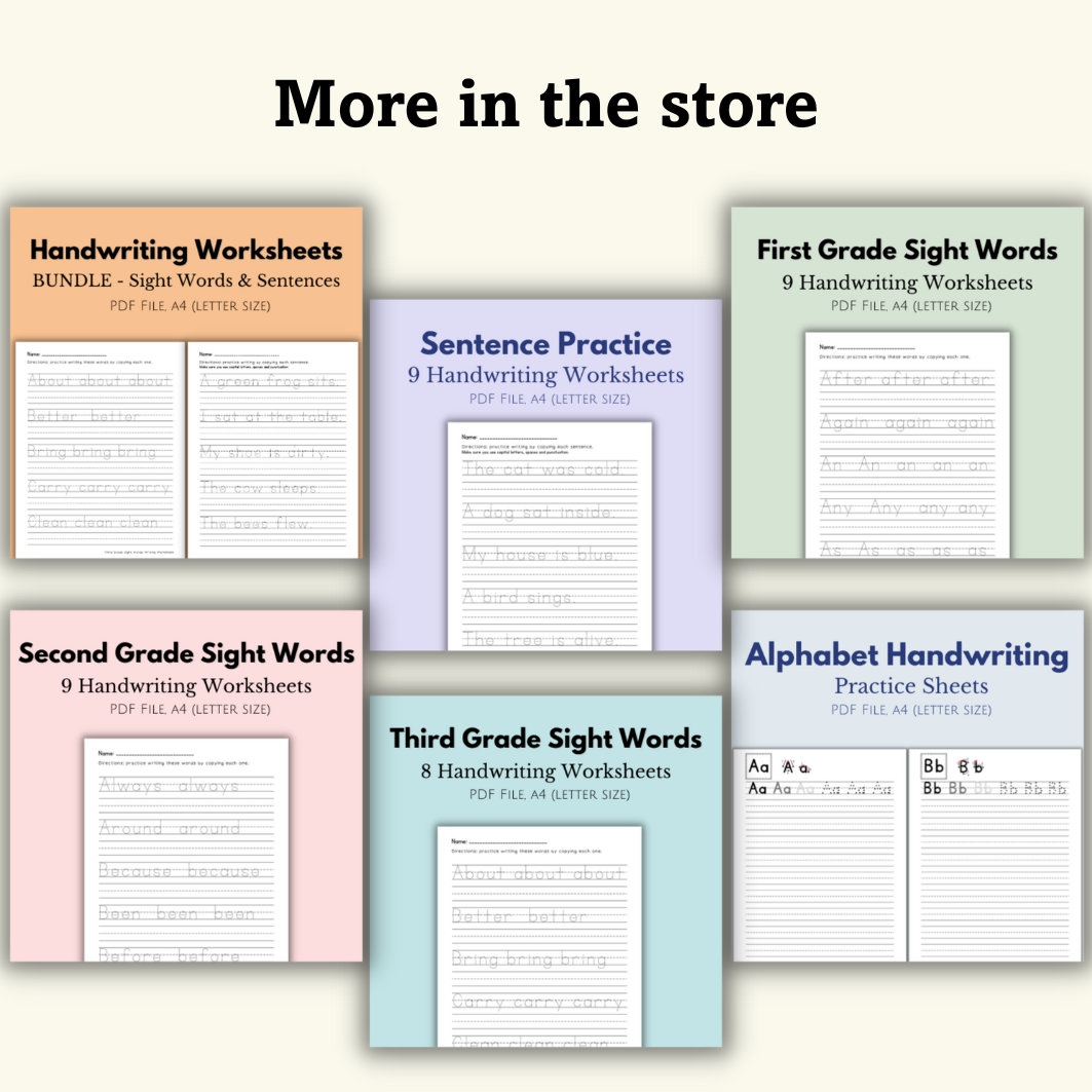 First Grade Sight Words Worksheet, Handwriting Printable Tracing Sheet ...
