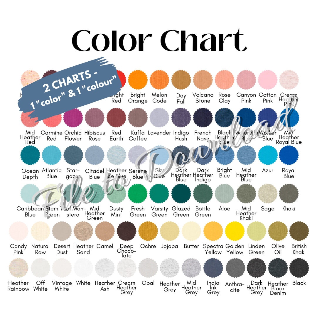 Stanley/stella STTU755 Color Chart, Stanley Stella Creator Iconic ...