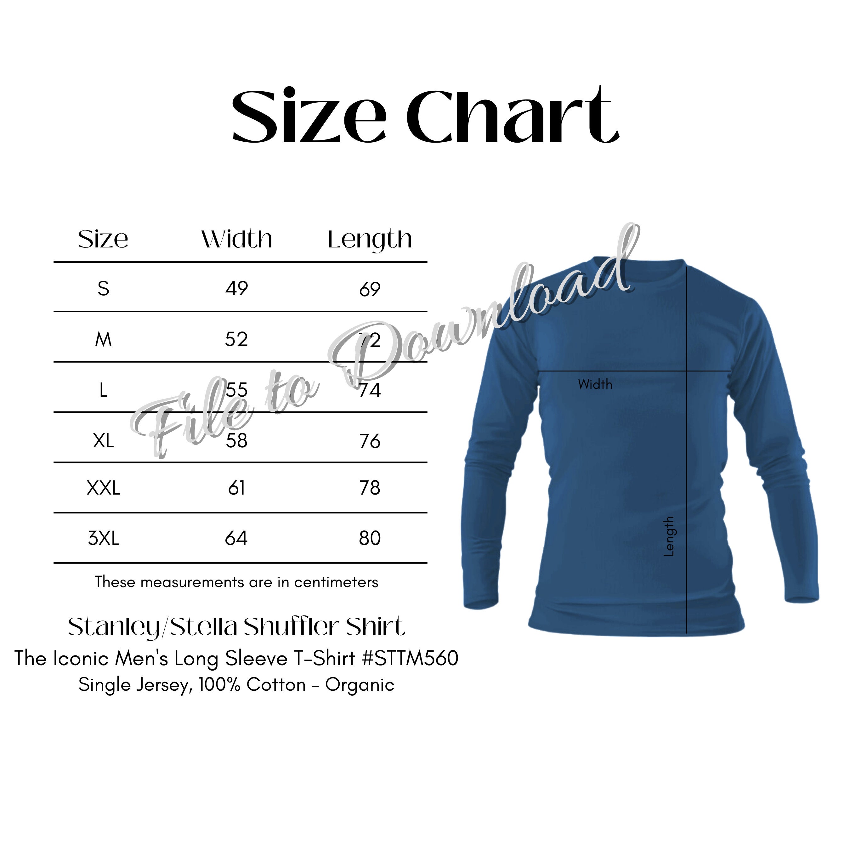 Stanley/stella STTM560 Size Chart, STTM560 Stanley Stella Shuffler ...