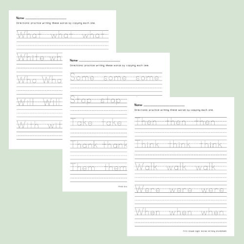 First Grade Sight Words Worksheet, Handwriting Printable Tracing Sheet ...