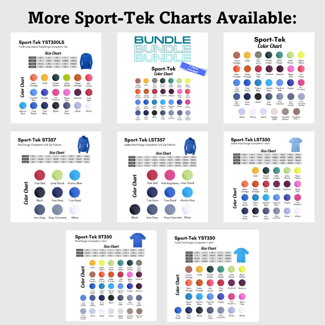 Sport-tek Color Chart (color Only), Sport Tek Shirt Color Guide, All Colors Mockup - Etsy