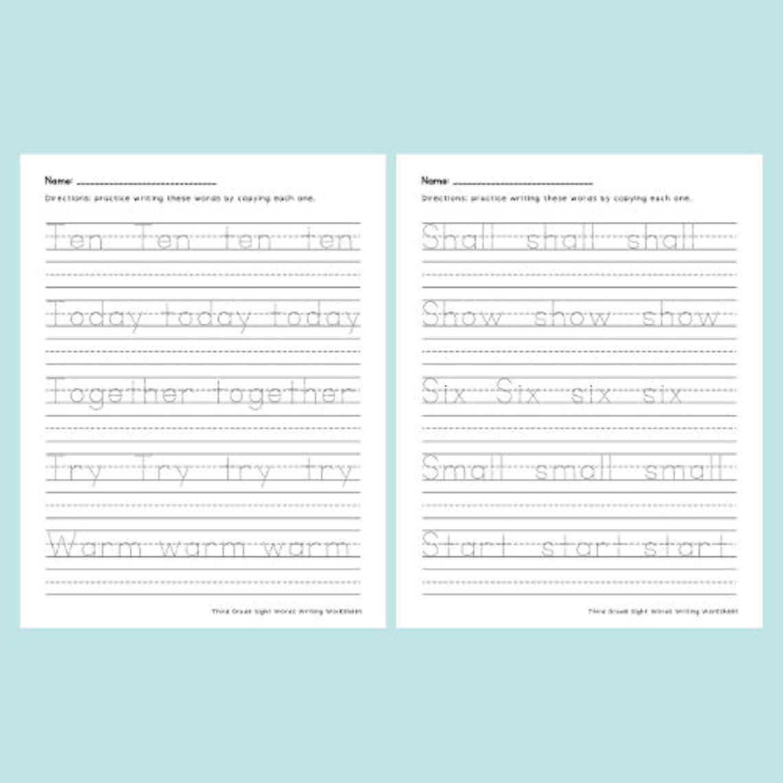 Third Grade Sight Words Worksheet, Handwriting Printable Tracing Sheet ...