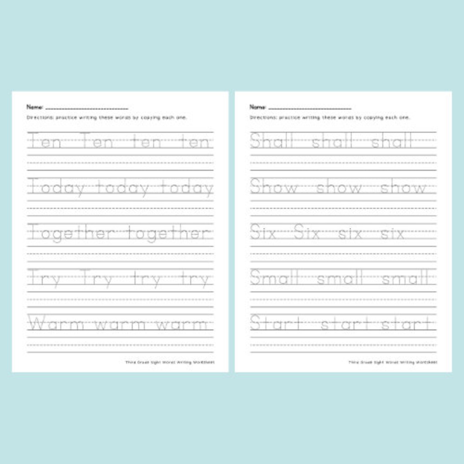 Third Grade Sight Words Worksheet, Handwriting Printable Tracing Sheet ...