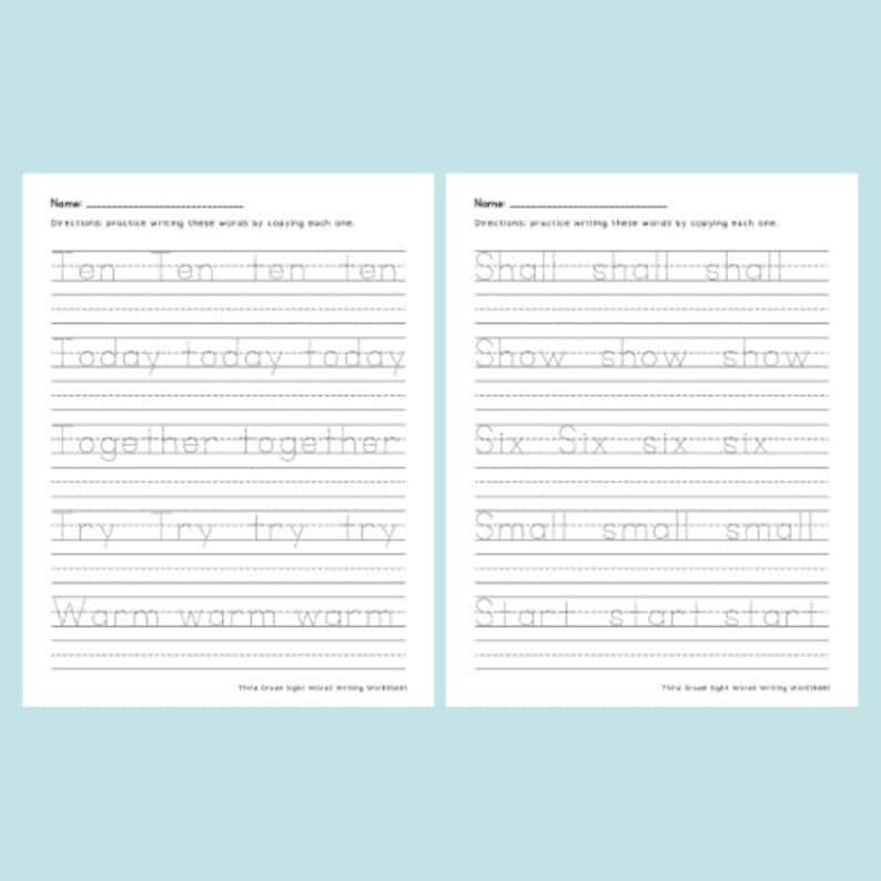 Third Grade Sight Words Worksheet, Handwriting Printable Tracing Sheet ...
