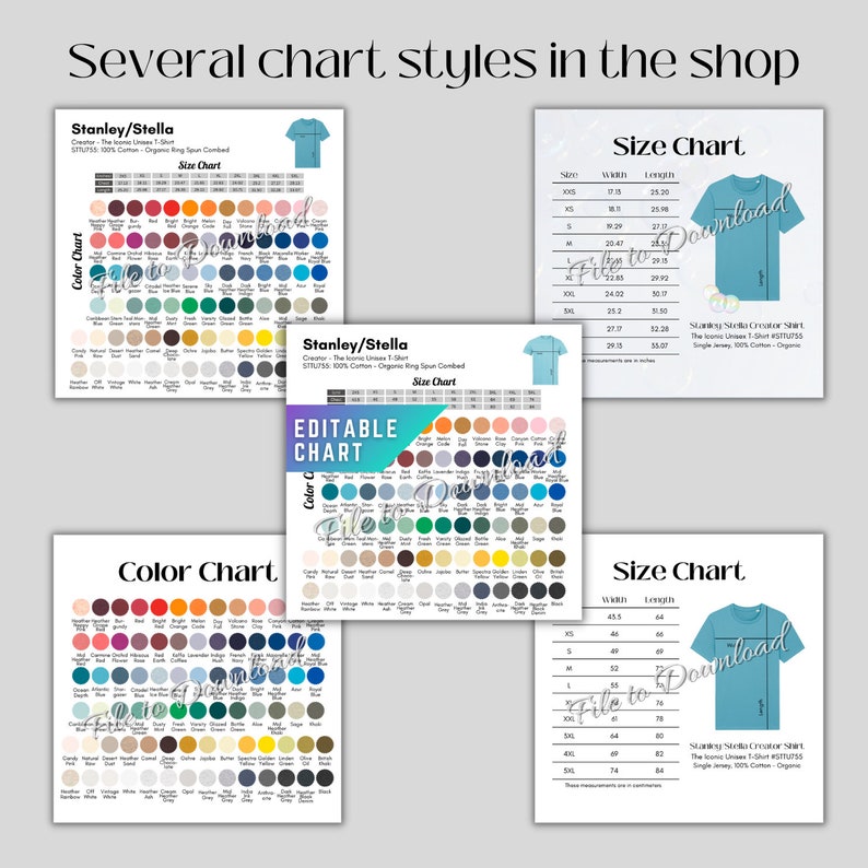 Stanley/stella Color Chart and Size Chart, STTU755 Stanley Stella ...