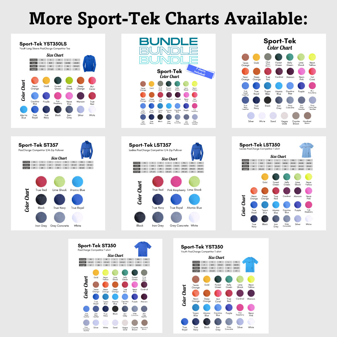 Sport-tek ST350 Color Chart and Size Chart, Sport Tek ST350 Unisex ...